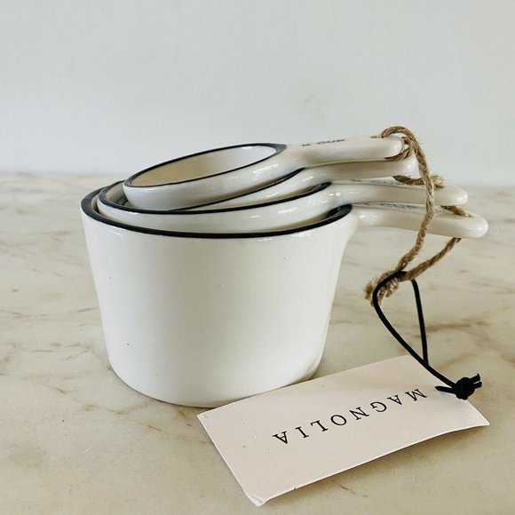 Magnolia | Kitchen | Magnolia White Ceramic Black Rim Measuring Spoon ...